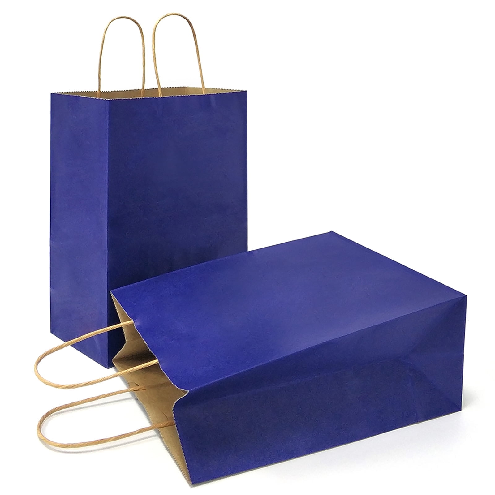 AZOWA Navy Blue Medium Kraft Paper Gift Bags with Handles (8.2x4.3x10.6 ...