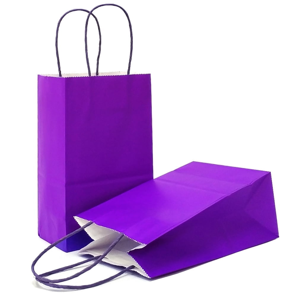 AZOWA Purple Gift Bags Large Kraft Paper Bags with Handles (9.8 x 7.5 x ...