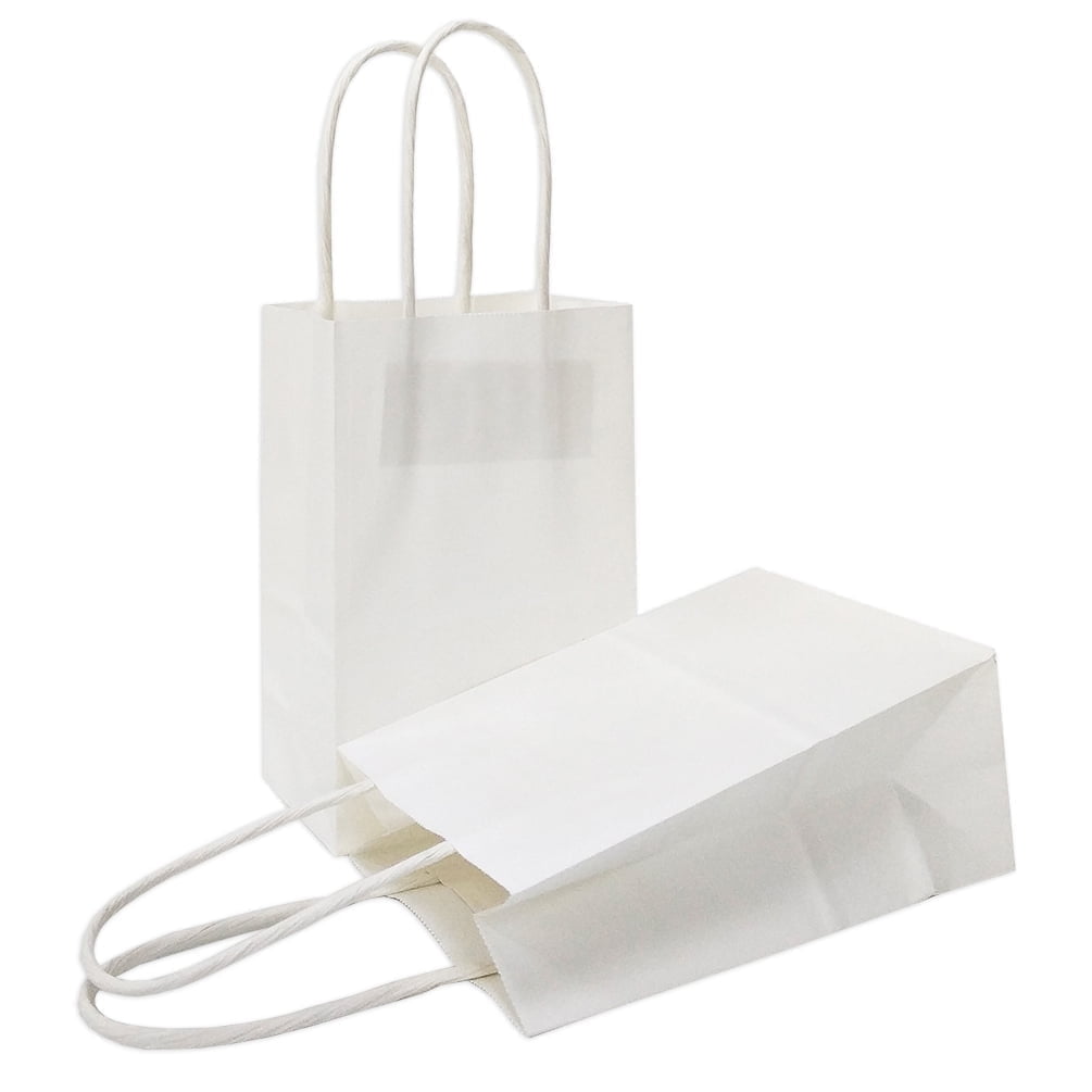 AZOWA White Gift Bags White Mini Kraft Paper Bags with Handles ( 4.7x2 ...