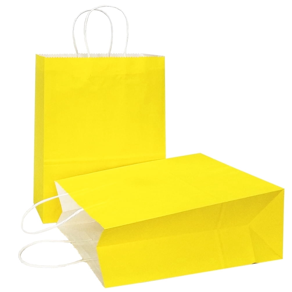 AZOWA Yellow Gift Bags Large Kraft Paper Bags with Handles ( 10.2 x 4.7 ...