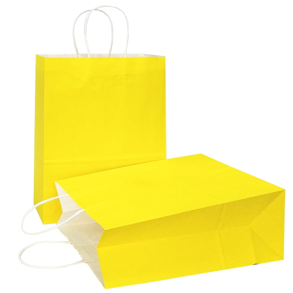 AZOWA Yellow Gift Bags Large Kraft Paper Bags with Handles ( 10.2 x 4.7 ...
