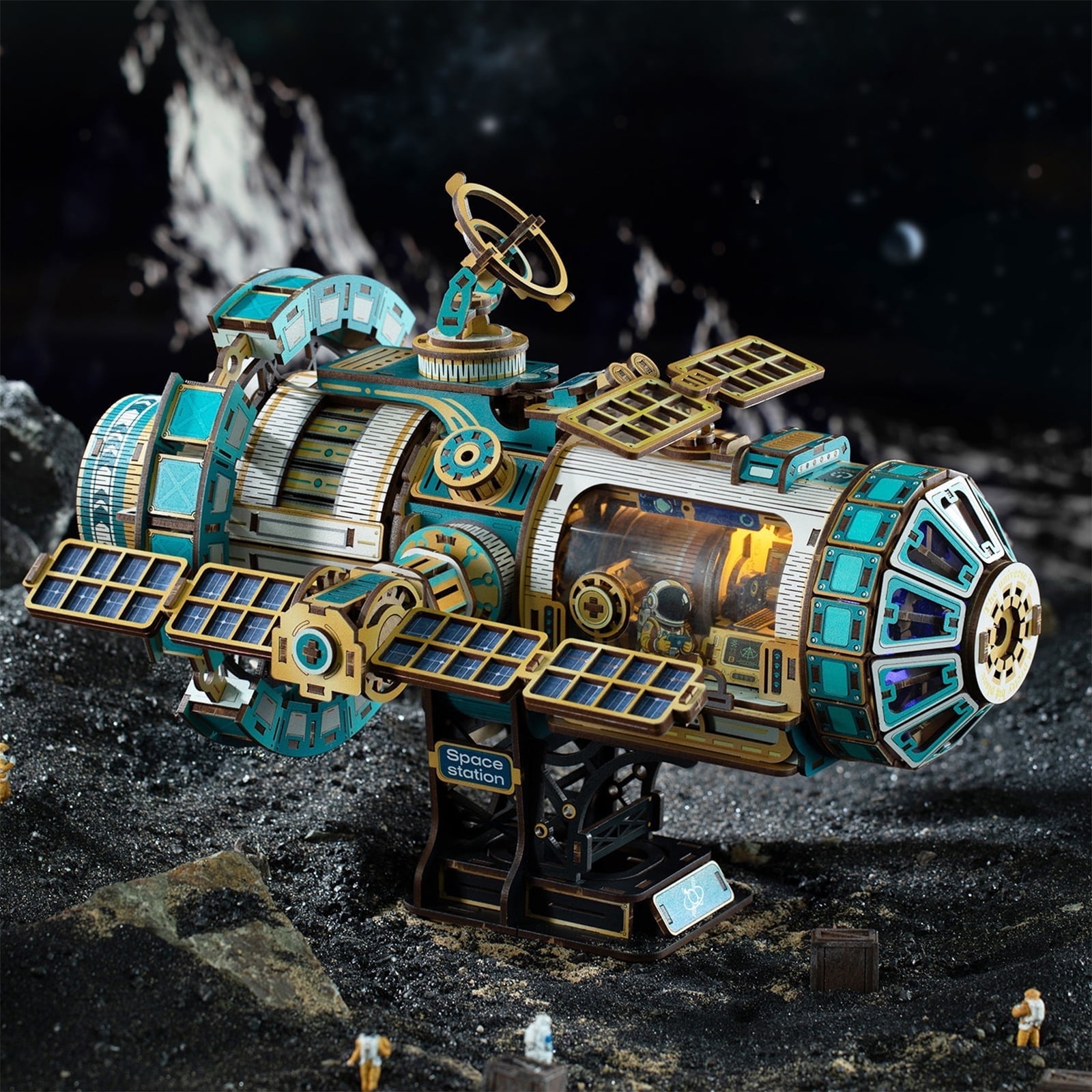 AZRACDEBRO Tianqiongleng Station Wooden Puzzles 3D Assembly Music Box ...