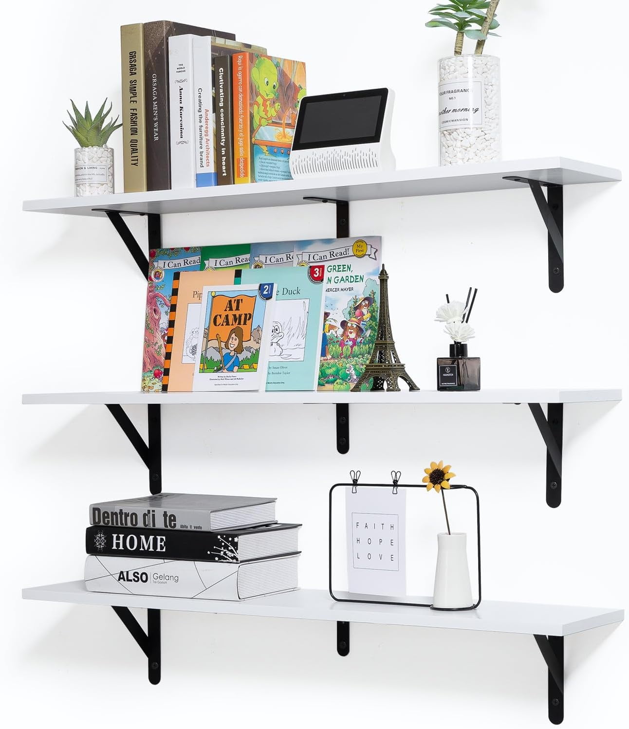 AZSKY Floating Shelves Book Shelf White Wall Shelves 36 Inch Long Wall ...