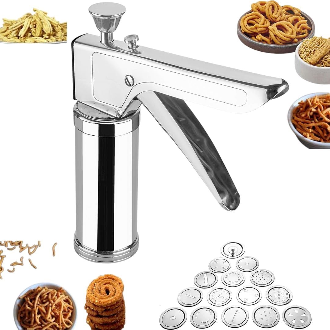 AZTORA Stainless Steel Kitchen Press with 15 Different Types of Jalies ...