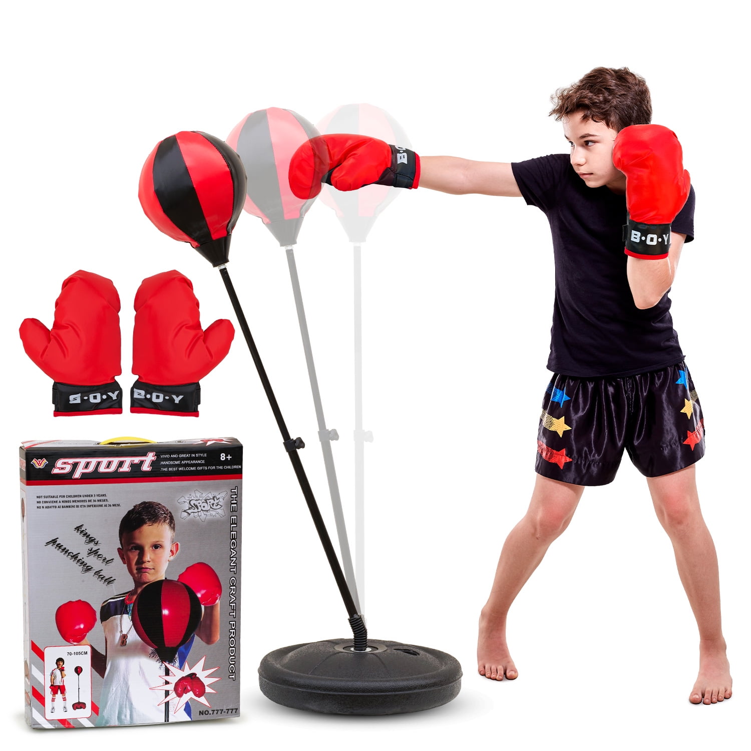 AZToys Children's Adjustable Punching Bag Set, Boxing Gloves, Stand ...
