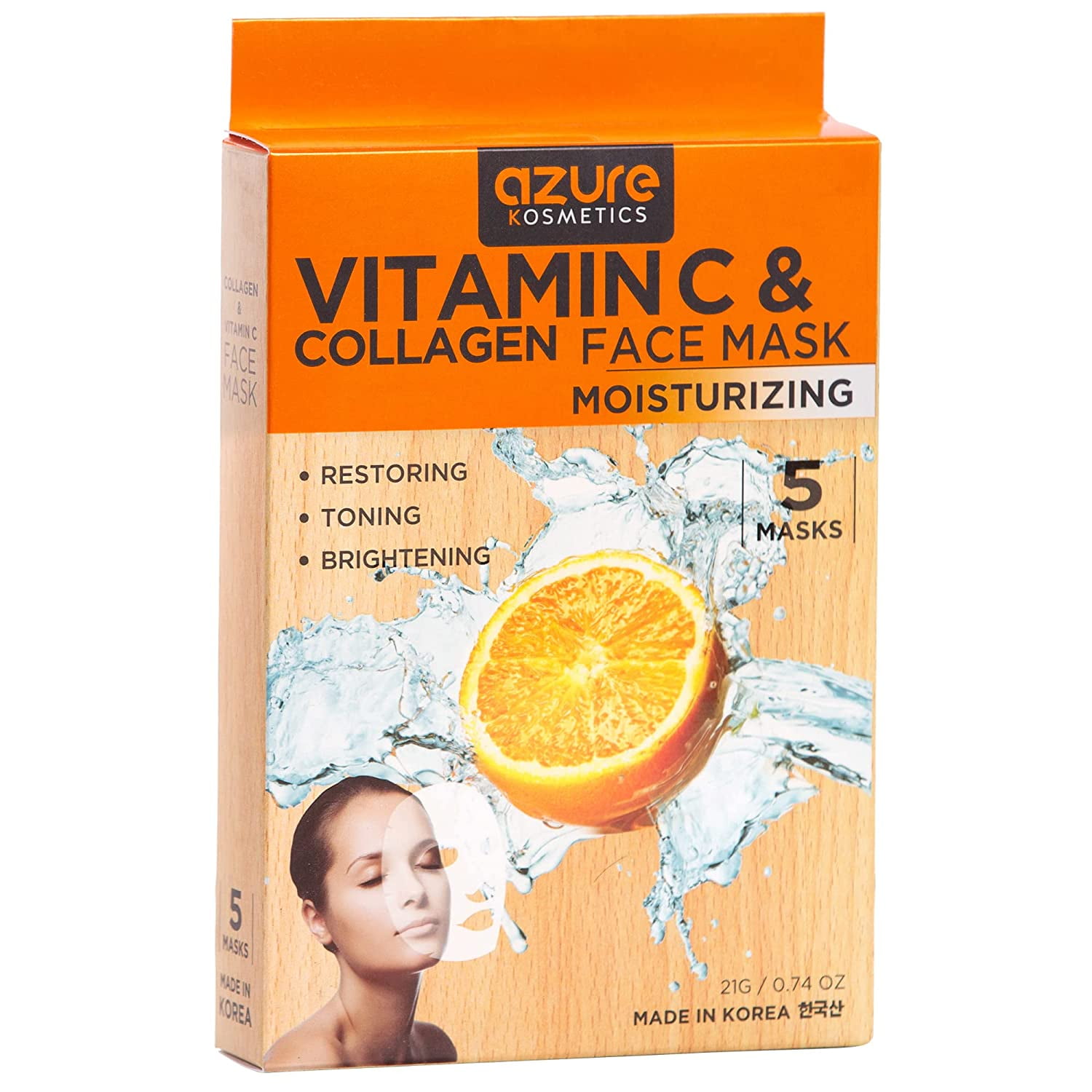 AZURE Vitamin C & Collagen Moisturizing Facial Mask- Anti Aging, Deeply ...