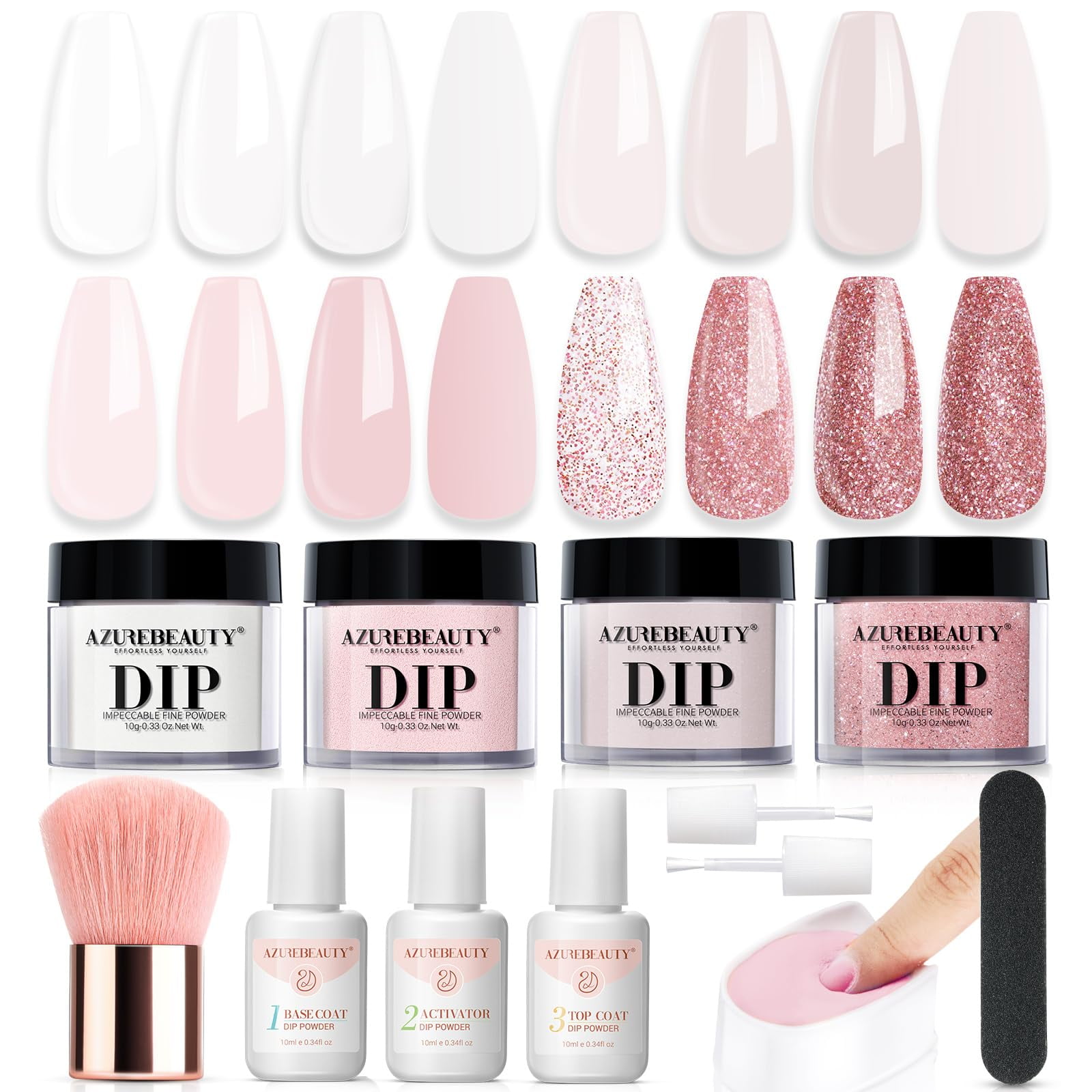 AZUREBEAUTY 4 Colors Dip ESF27 Powder Nail Kit Transparent Nude Neutral ...