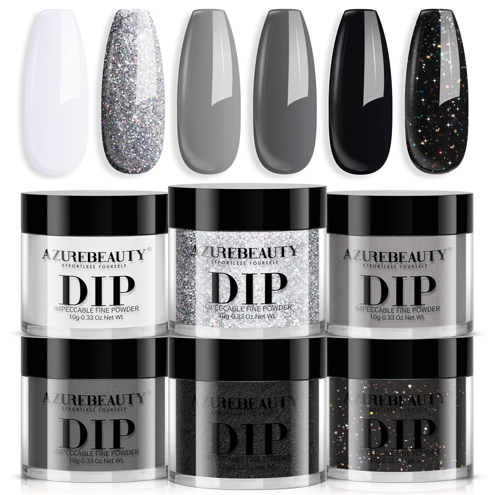 AZUREBEAUTY Dip Powder Nail ESF27 Basic Set White Silver Grey Pure ...