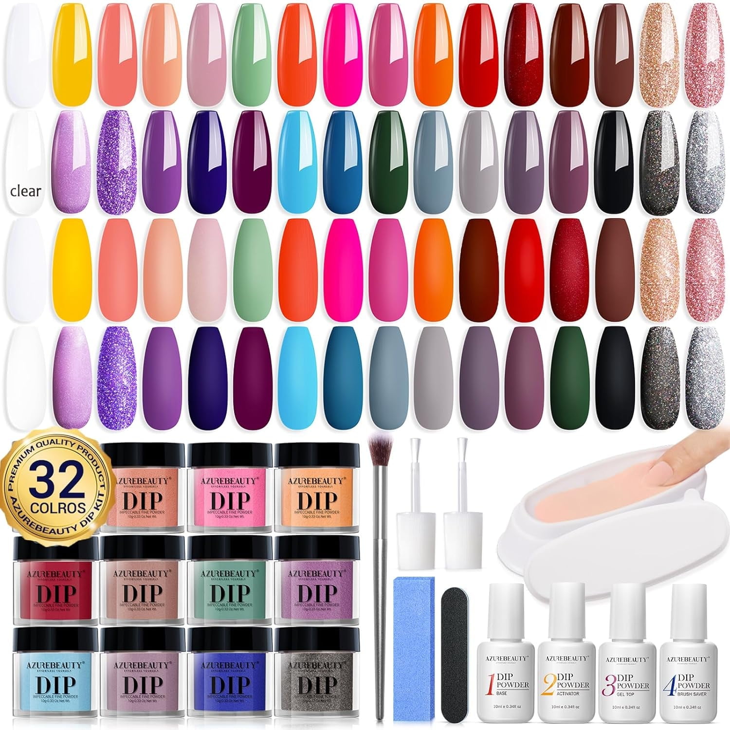 AZUREBEAUTY Dip Powder Nail Kit - 32 Colors, All Season Color Series ...