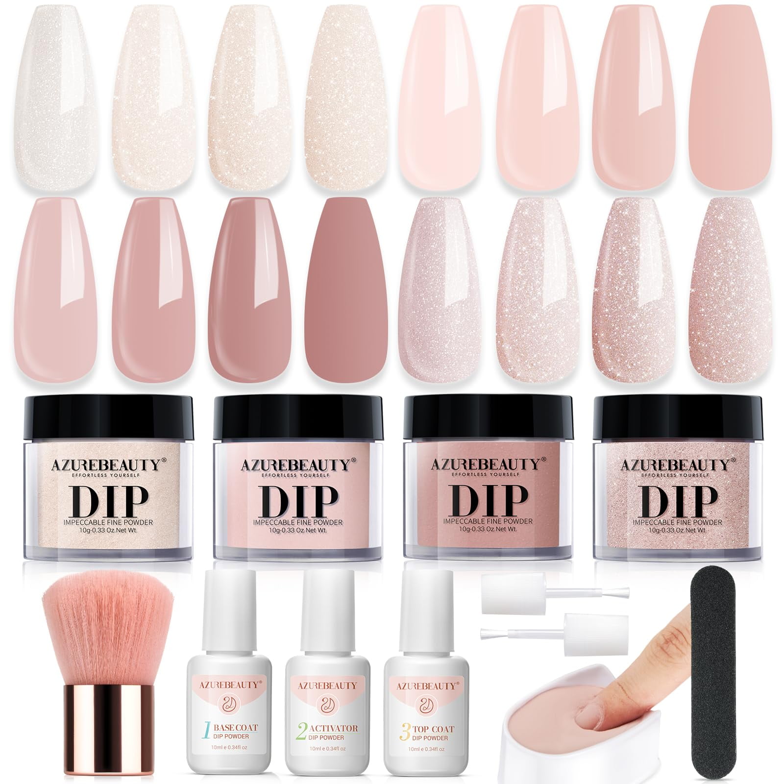 AZUREBEAUTY Dip Powder Nail Kit Starter, All Season Skin Glitter 4 ...