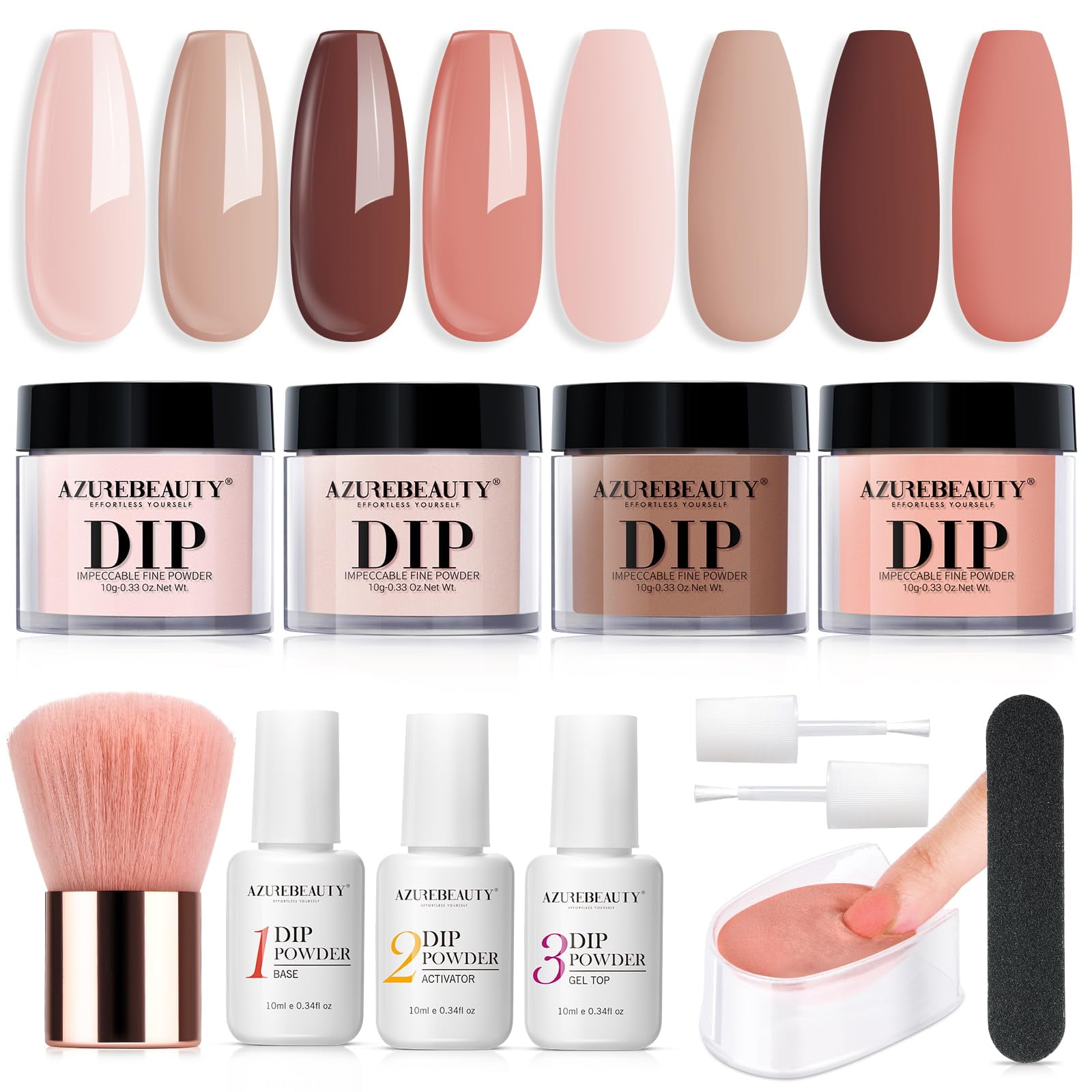 AZUREBEAUTY Dip Powder Nail Kit Starter, All Season Skin Tone Nude ...