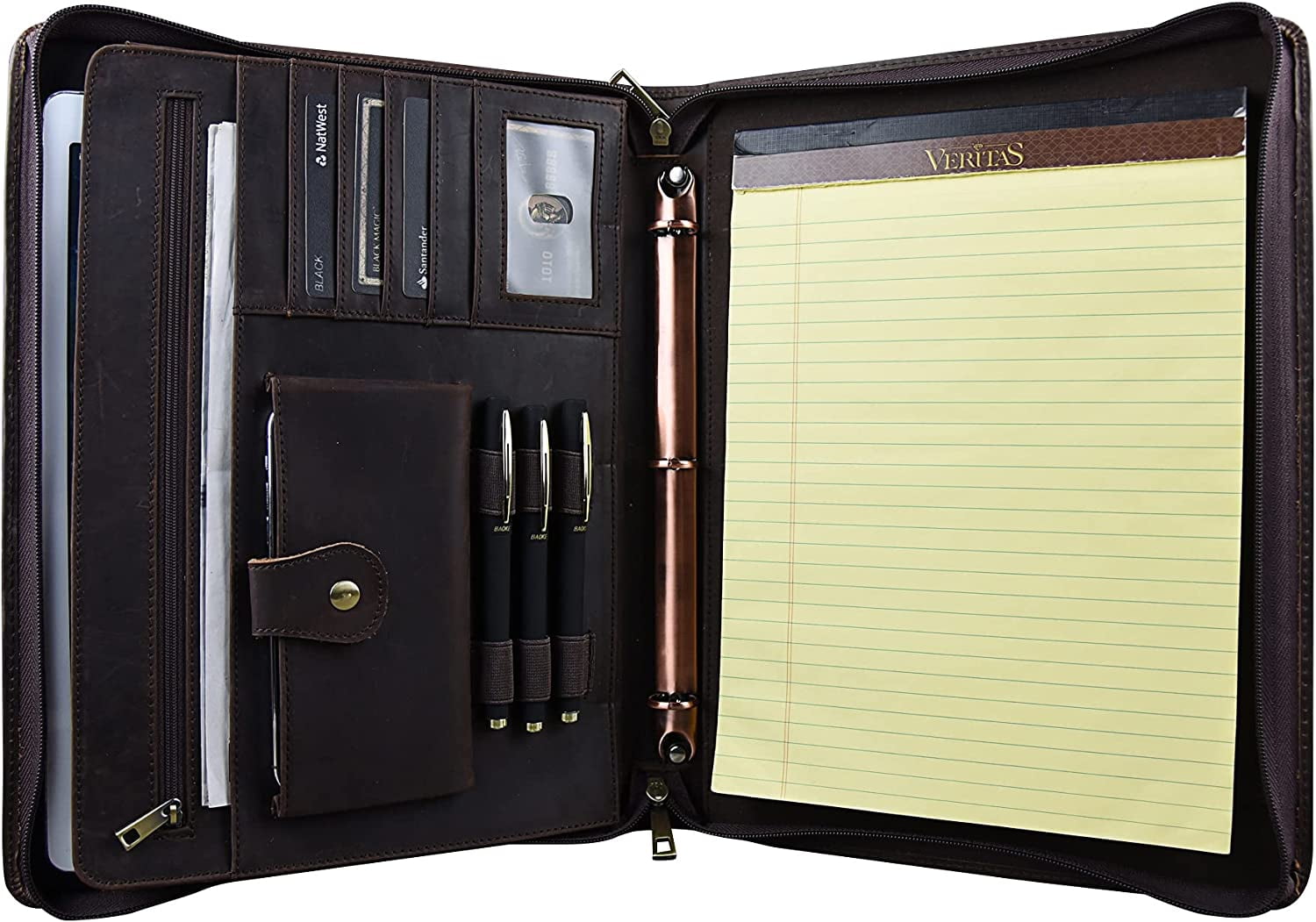 AZXCG Leather Portfolio for Business, AZXCG 3 Ring Binder Documents and ...
