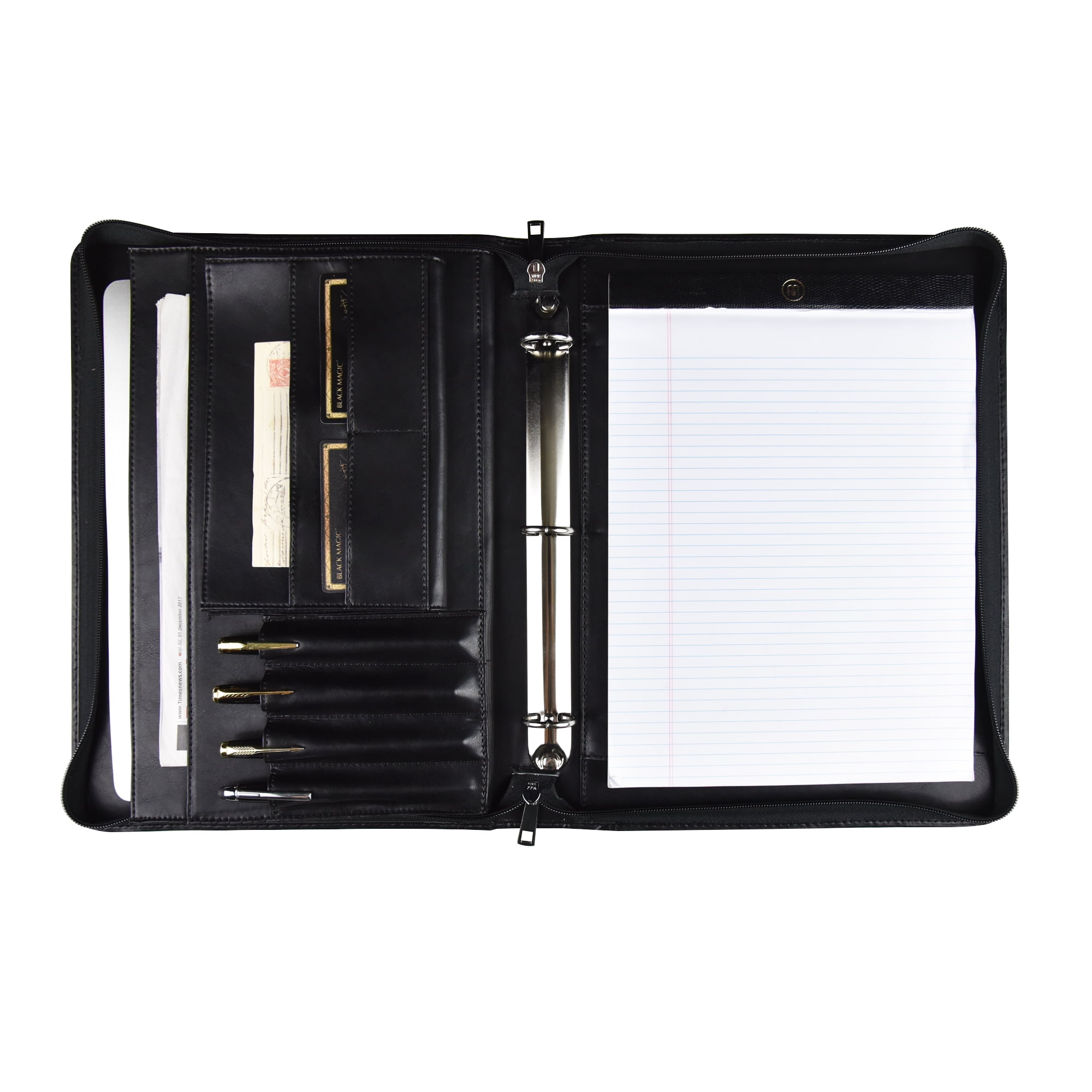 AZXCG Portfolio 3 Rings, A4 Padfolio with Clipboard, Vegan Leather ...
