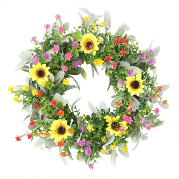 AZXY 13.7 Inch Easter Floral Wreath for Front Door - Spring Flower ...