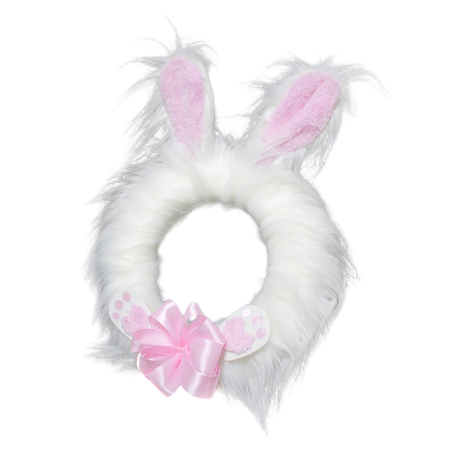 AZXY 18 Inch Easter Wreath for Front Door - Fluffy White Faux Fur ...
