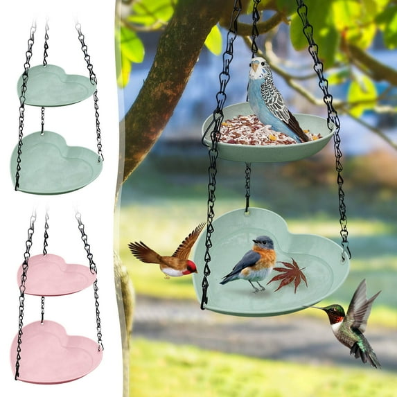 AZXY 2-Tier Hanging Platform Bird Feeder Outdoor, Open Design Wild Bird ...