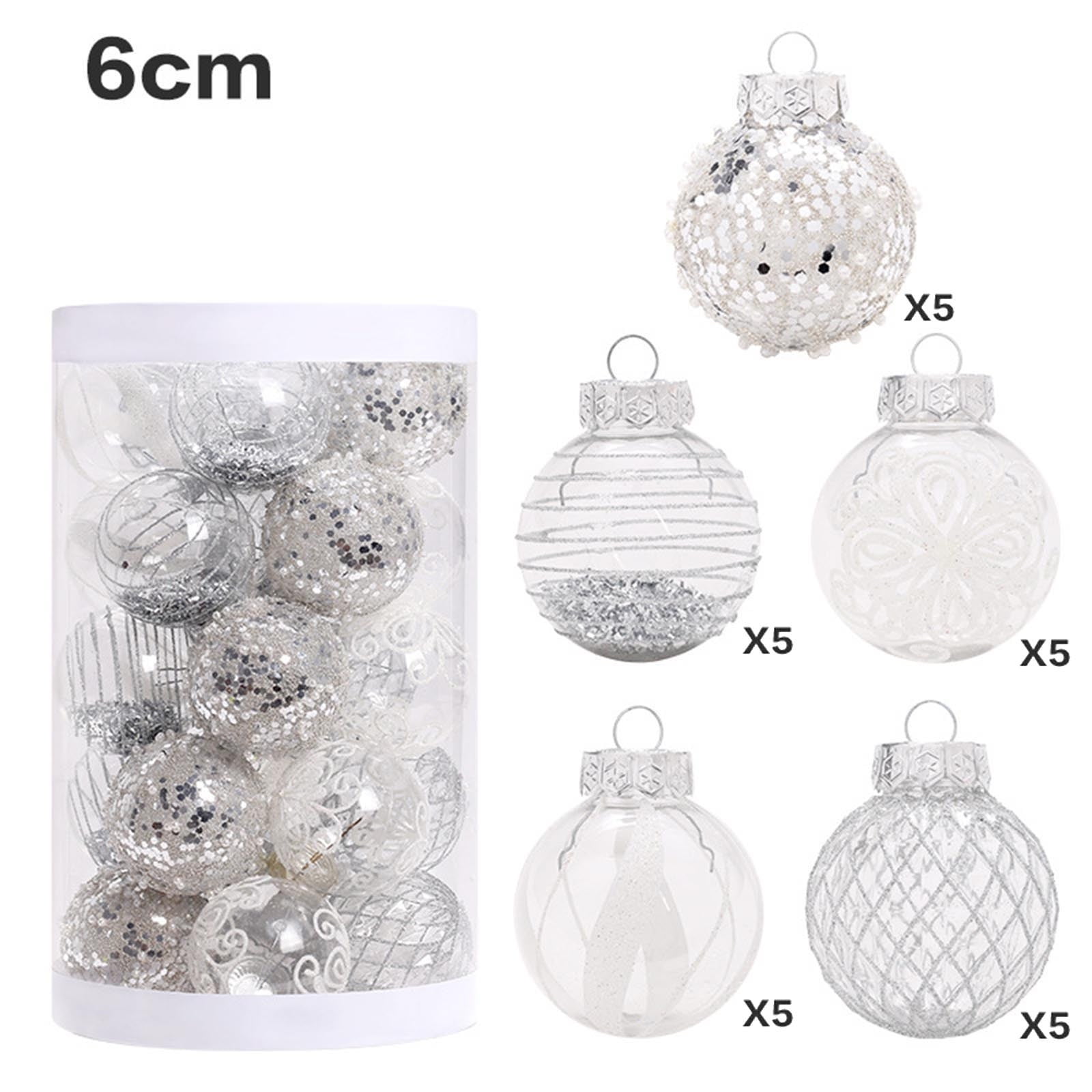 AZXY 25pc Christmas Ornaments Balls Silver,Christmas Tree Decorations ...