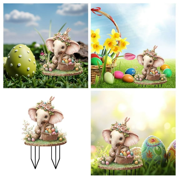 AZXY 2D Acrylic Garden Stakes, Easter Bunny Ornaments, Weatherproof ...