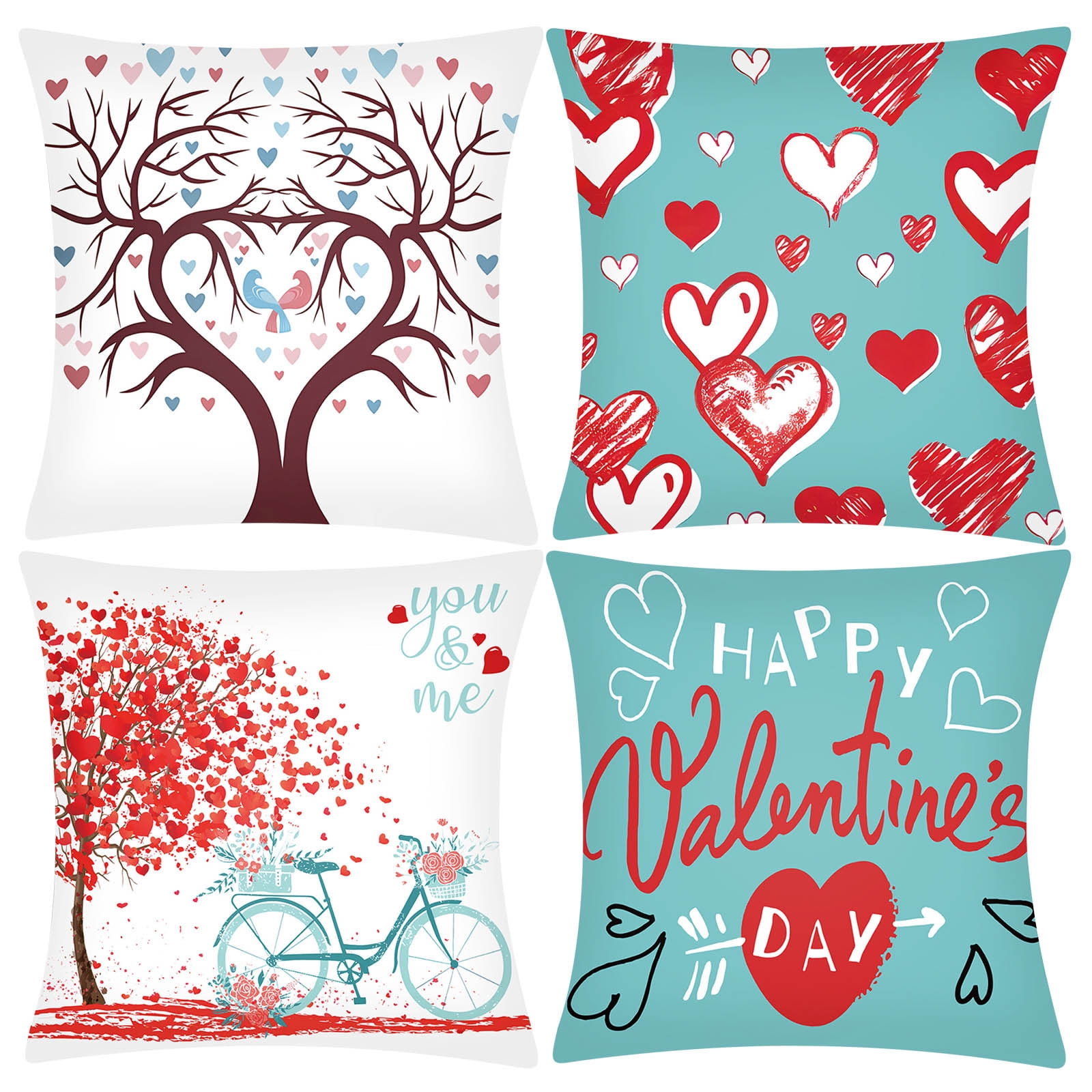 AZXY 4 Pc 18 X 18 Valentine Pillow Covers,Plush Love Pillow Cover,Throw ...