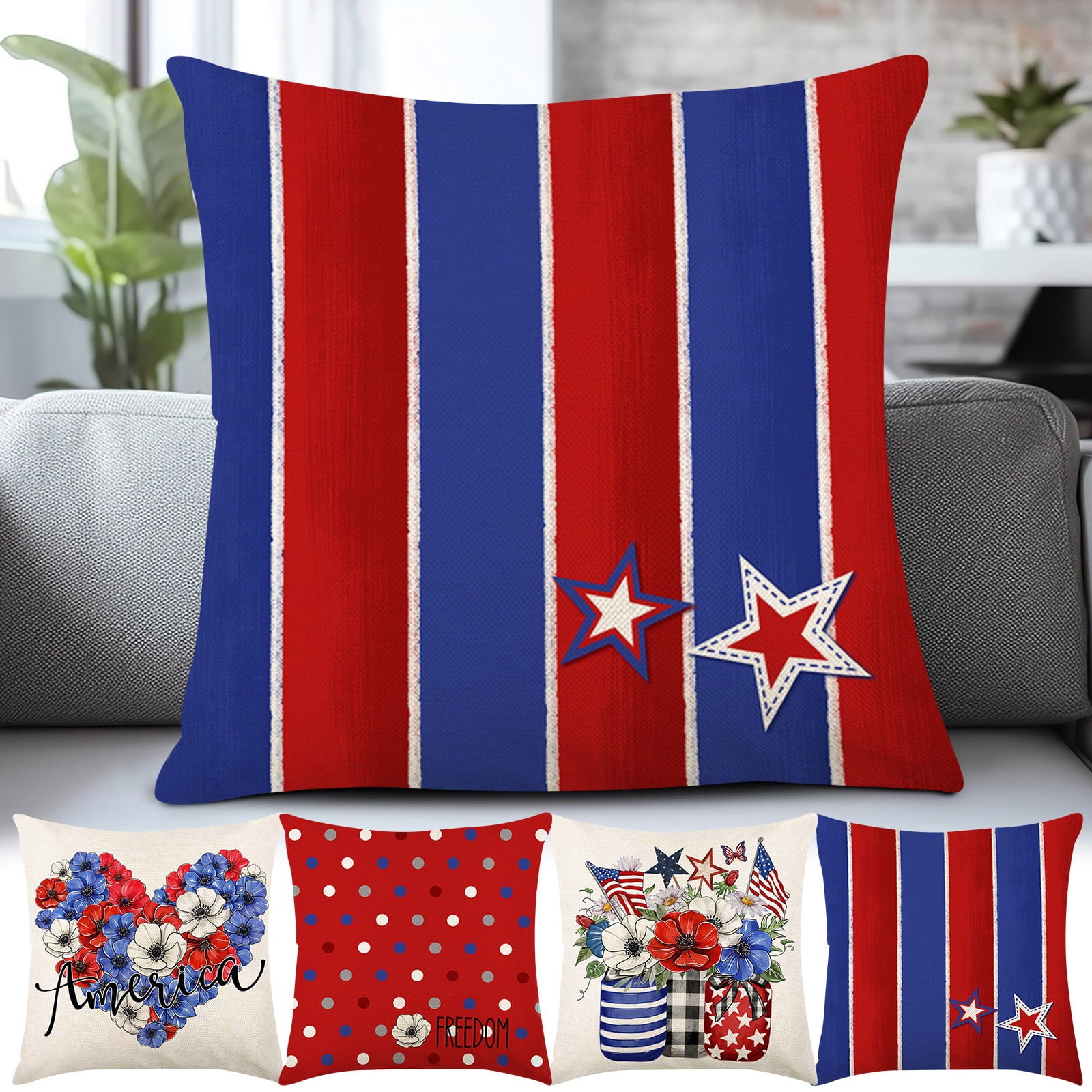 AZXY 4th of July Freedom Polka Dot Throw Pillow Covers 18x18, Patriotic ...