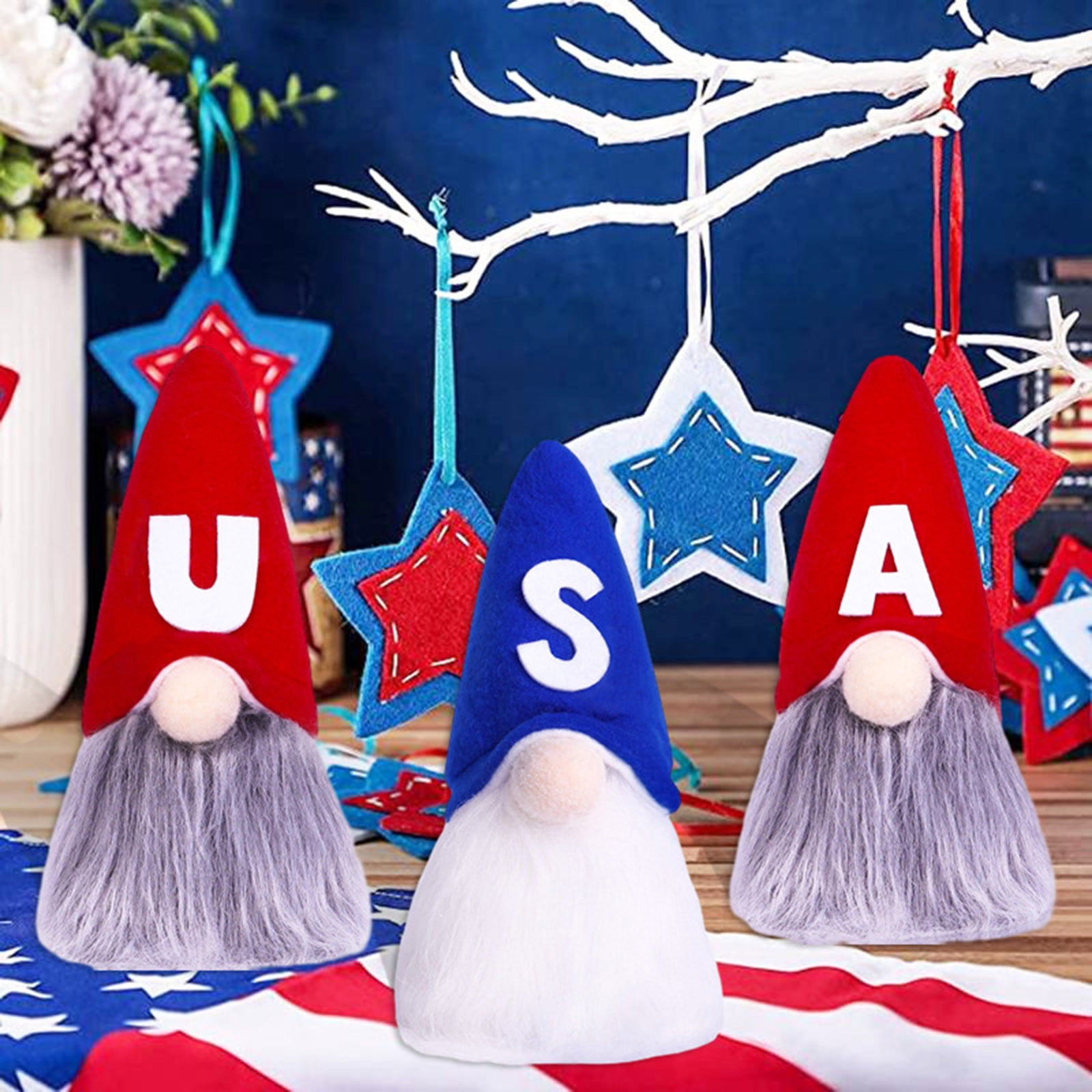 AZXY 4th of July Gnomes,Patriotic Table Decorations,Memorial Independence Day Party Decor for ...
