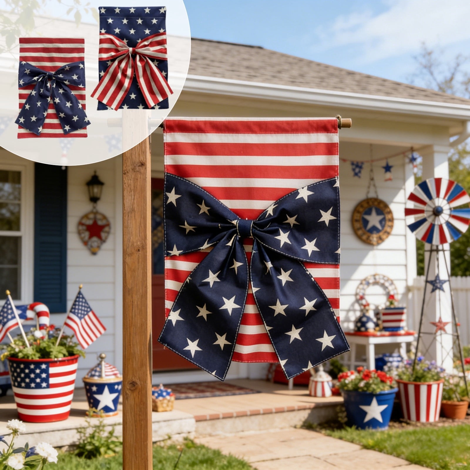 AZXY 4th of July Patriotic Garden Flag, Navy Star Background Red White ...