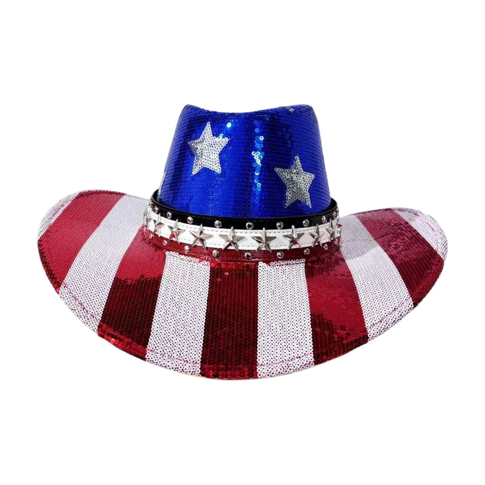 AZXY 4th of July USA Flag Sequin Cowboy Hat, Waterproof & Quick Dry ...