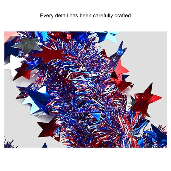 AZXY 4th of July Blue Base Red White Star Tinsel Garland, 6.6FT ...