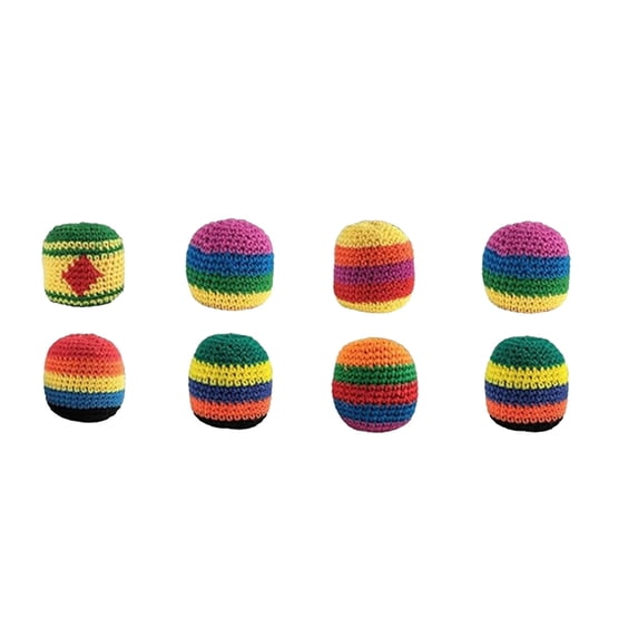 AZXY 8PCS Assorted Rainbow Striped Hand Knitted Footbag, Sand Filled ...