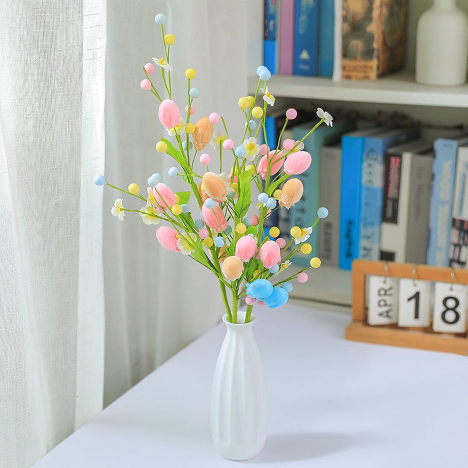 AZXY Artificial Easter Floral Picks with Easter Eggs, Assorted Flowers ...