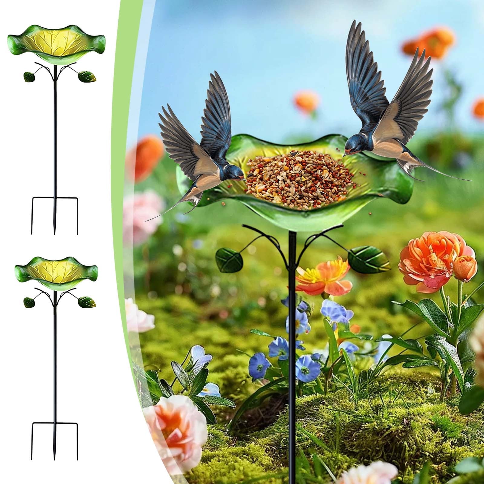 AZXY Bird Bath for Outdoors, Removable 8.66 Inches Metal Bridbath ...