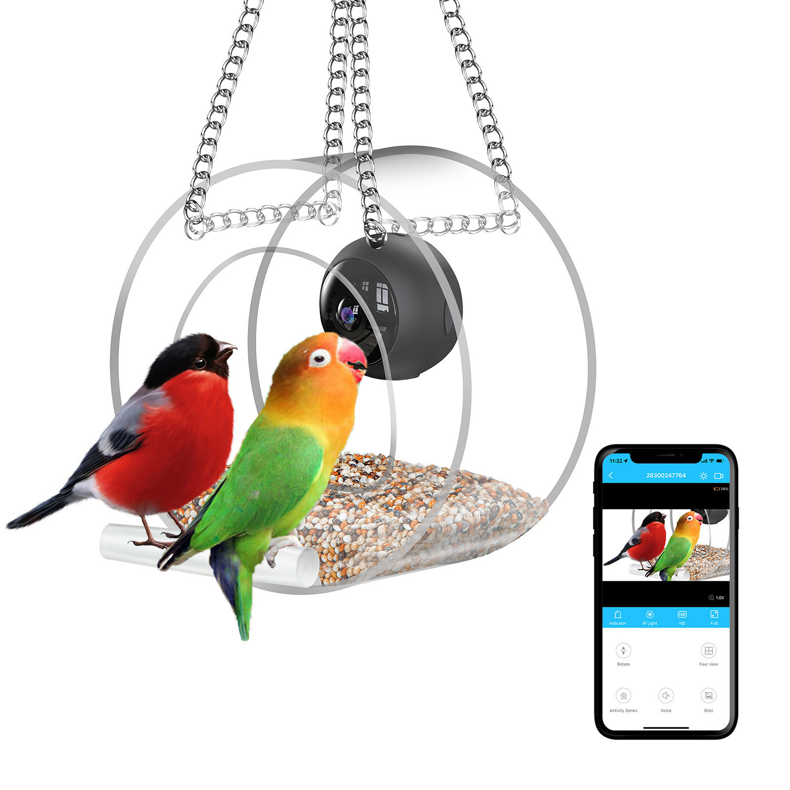 AZXY Bird Feeder with Camera,Smart Bird Feeder,Window Feeders,Hanging ...