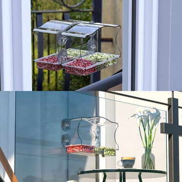Urban Deco Outdoor Wooden Window Bird Feeder with 180° Clear View ...