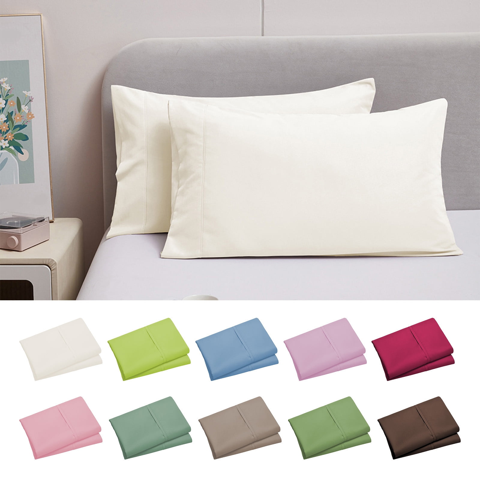 AZXY Brushed Microfiber Pillowcases, Queen Pillow Cases Set of 2, Soft ...