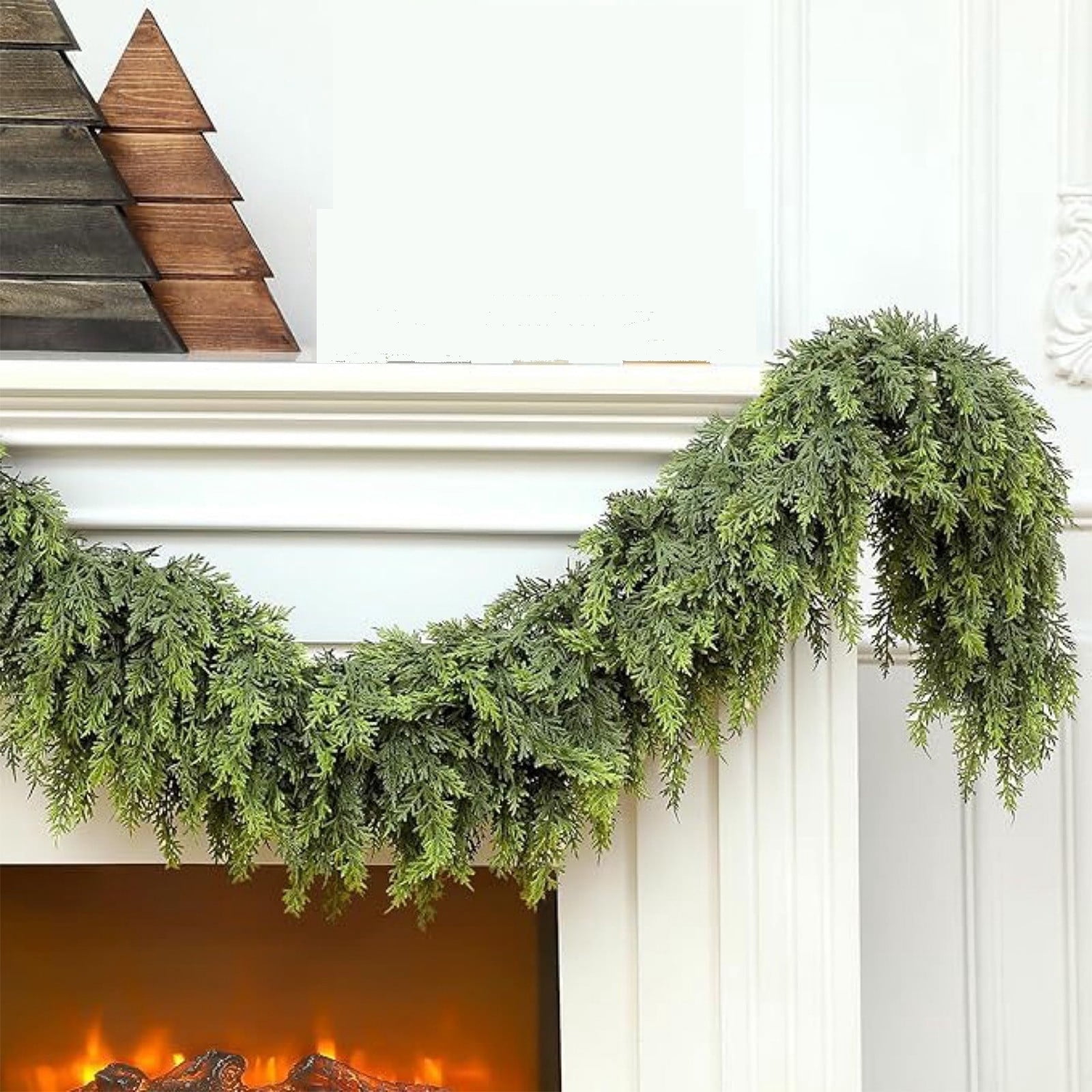 AZXY Christmas Garland, Christmas Tree Garland, 6 Ft PVC Green ...