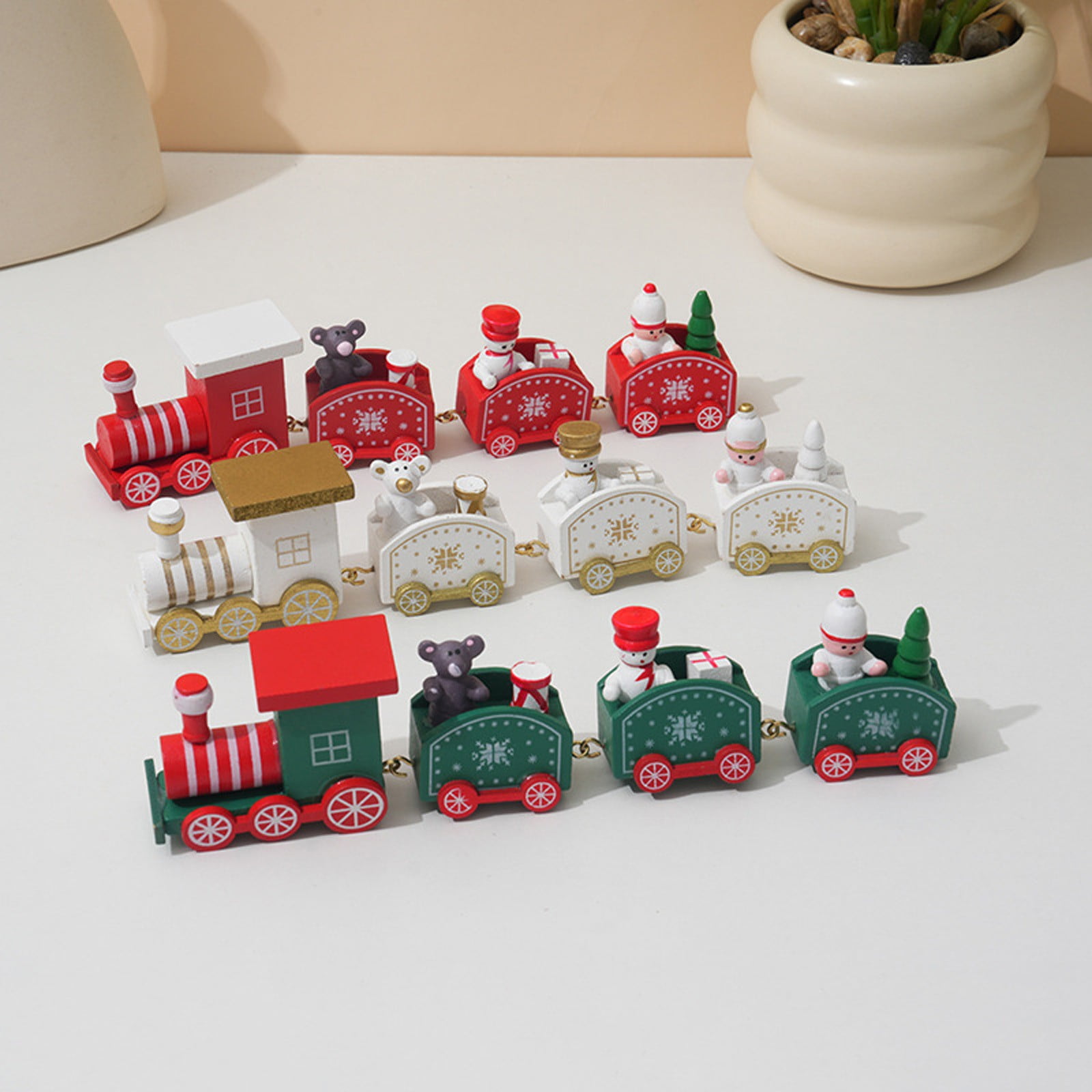 AZXY Christmas Table Decor Wooden Christmas Train Decorative Ornament ...