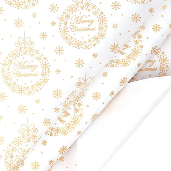 AZXY Christmas Wrapping Paper, 17"x118" Soft and Smooth Feel Gold-Foil ...