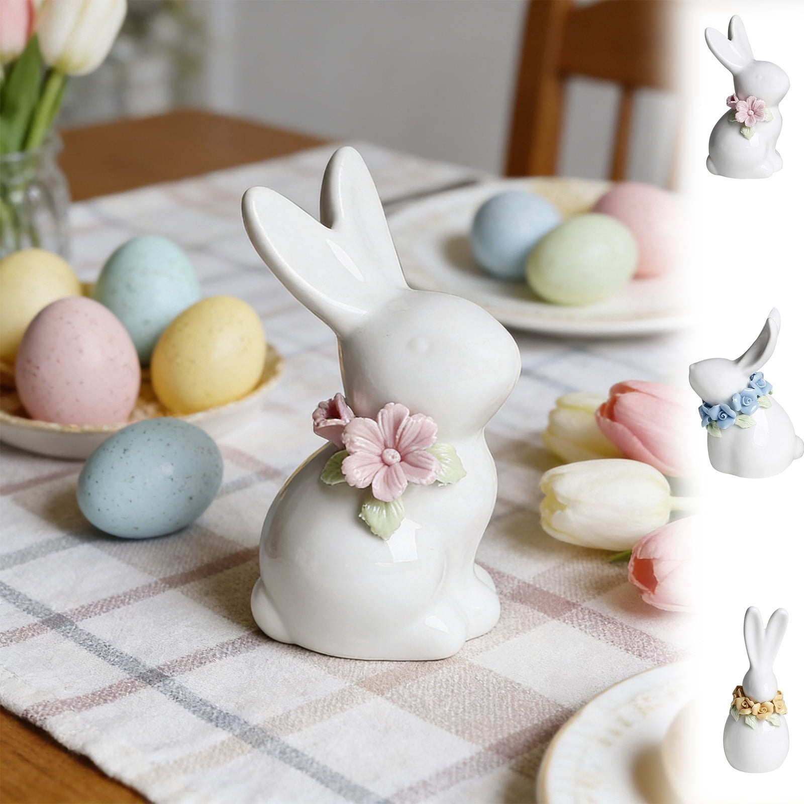 AZXY Easter Bunny Figurine And Ceramic Sculpted Bunny Figurine And ...