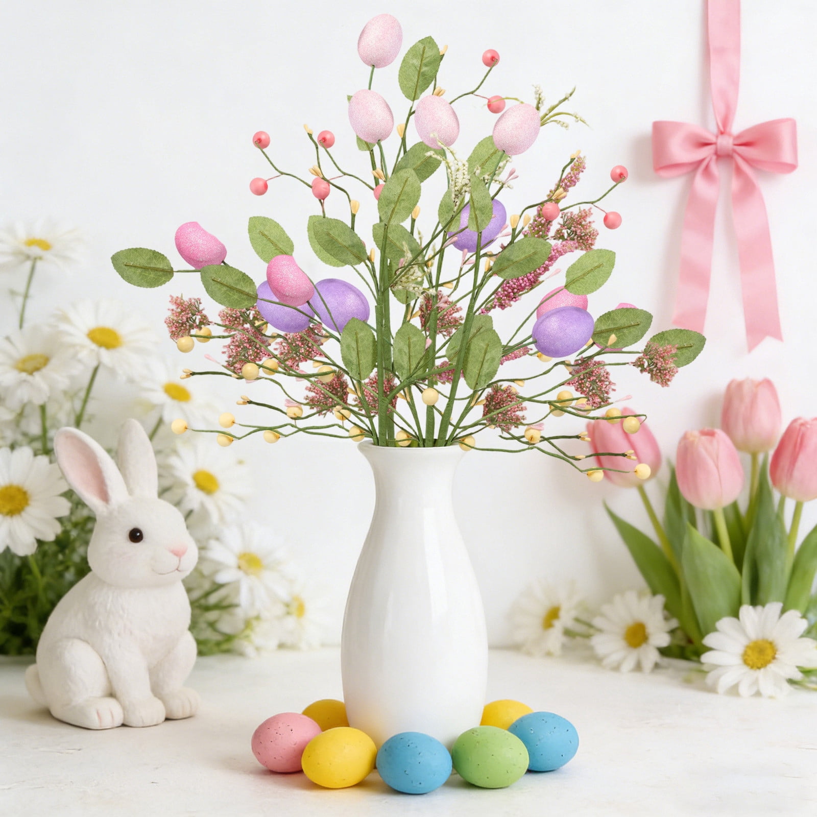 AZXY Easter Flower Decorations Artificial Easter Floral Picks with ...