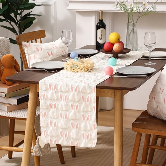 AZXY Easter Table Runner 13"x37" Table Runner with Bunny Ears Pattern ...
