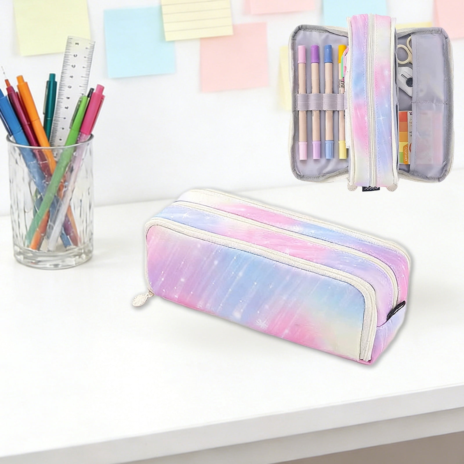 AZXY Gradient Galaxy Oxford Cloth Pencil Case, Double-Open Multi ...