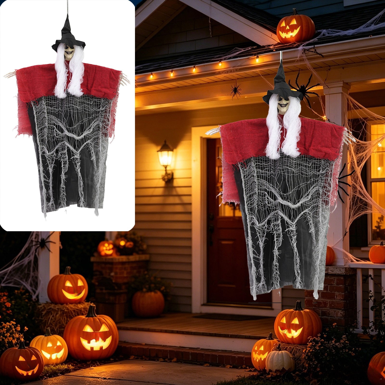 AZXY Hanging Ghost Witch Halloween Decorations, Scary Fabric Grim ...