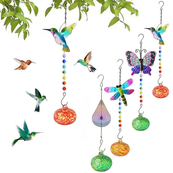 AZXY Hummingbird Feeder Hanging, Colorful Decorative Bird Feeder ...