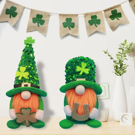 AZXY Inch St Patrick's Day Gnome Decorations, Plush Green Shamrock ...