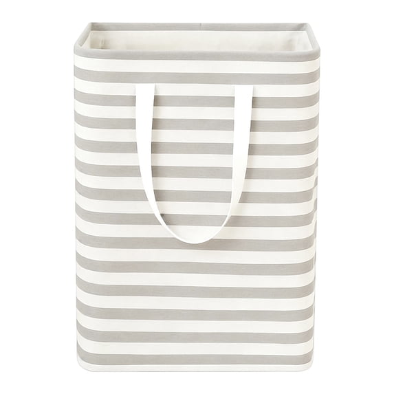 AZXY Laundry Hamper, Grey White Horizontal Stripe Square Foldable ...