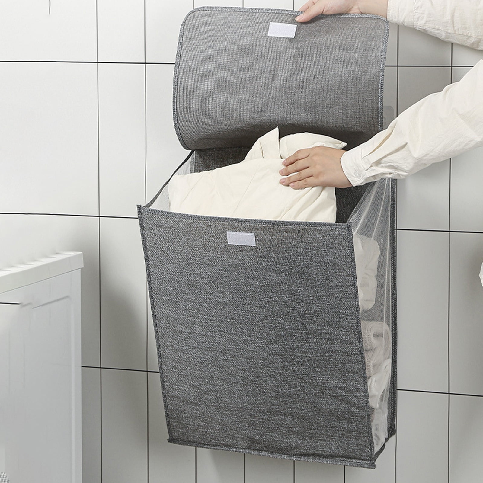 AZXY Laundry Hamper with Lid,Hanging Laundry Hamper Bag Door,Fabric ...