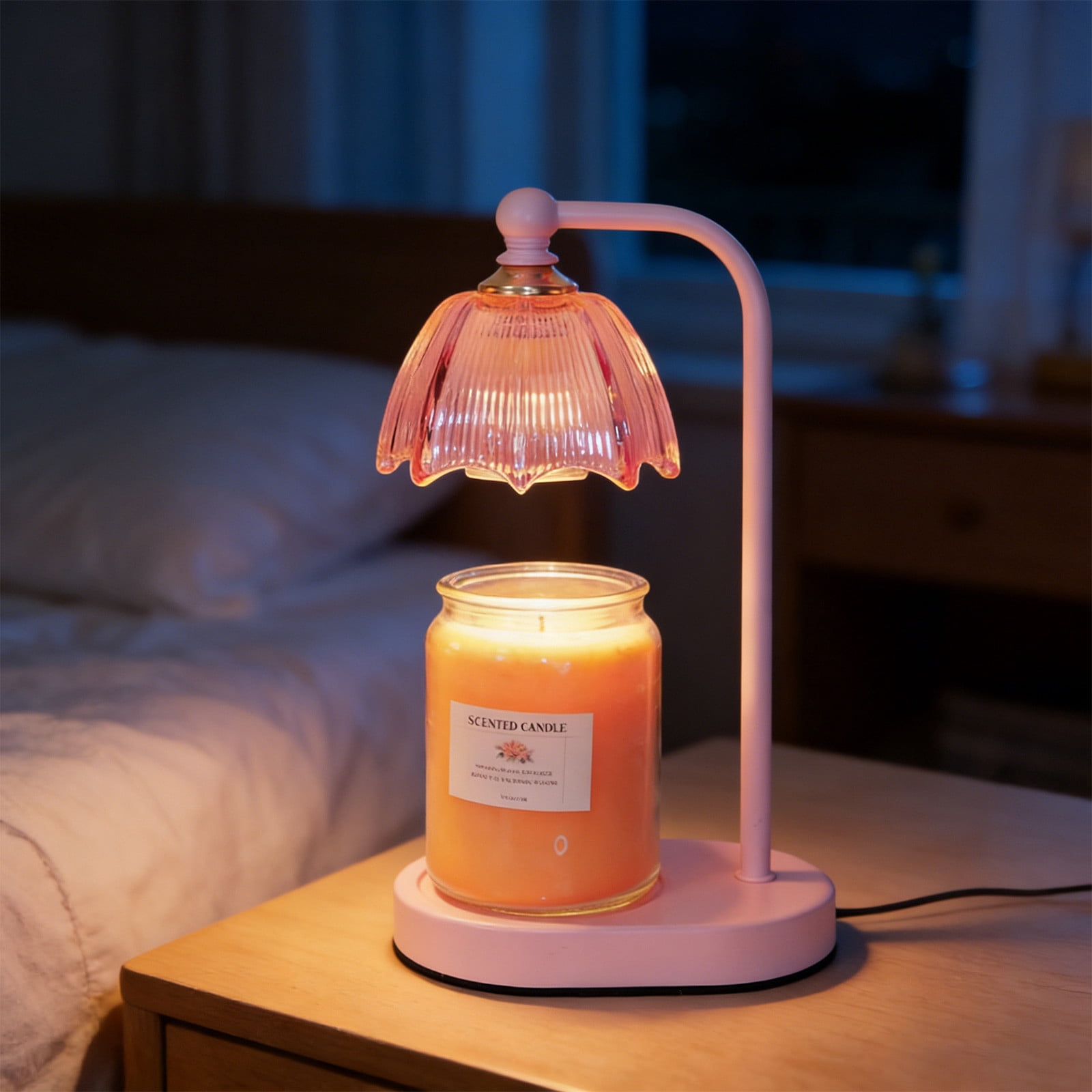 AZXY Octagonal Scalloped Glass Dome Desk Lamp, Adjustable Warm Decor ...