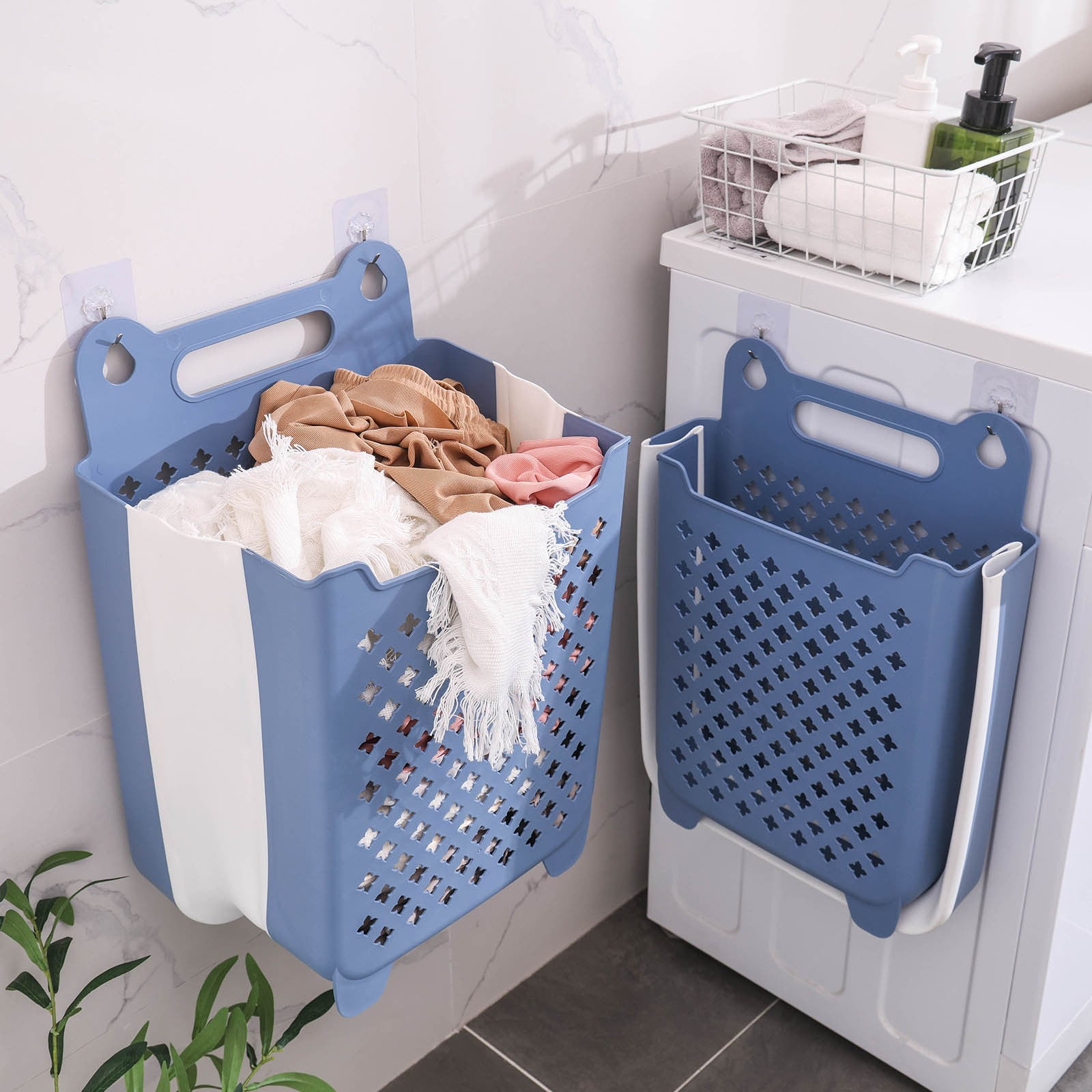 AZXY Plastic Laundry Basket,Flexible Laundry Hamper, Large Tall Dirty ...