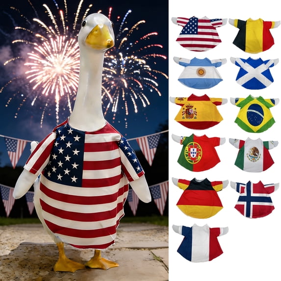 AZXY Porch Goose Outfits, 23 Inch Flag Themed Clothes for Large Cement ...