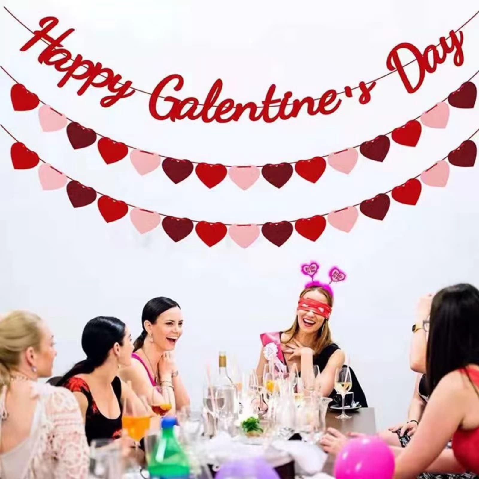 AZXY Pre-Strung Felt Heart Garland Banner - Red Pink White Valentines ...